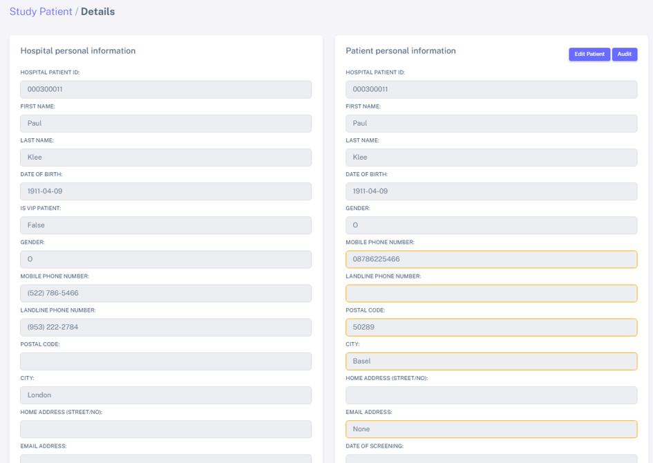 Patient details, editing patient information and audit log — IDEAL ...